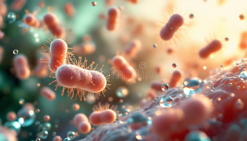 Microbial World: Bacteria Close-Up Stock Illustration - Illustration of ...