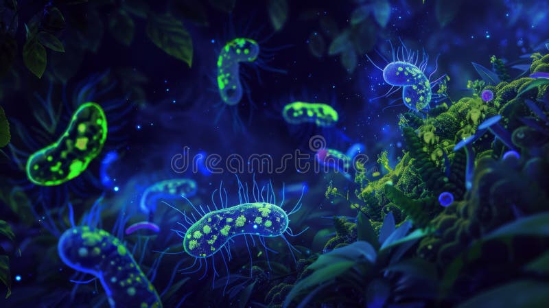 Microscopic Bacteria in a Forest Setting Stock Image - Image of digital ...