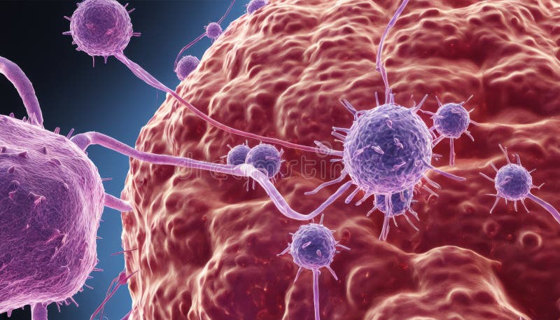 Microscopic Battle - Viruses Invading a Cell Stock Illustration ...