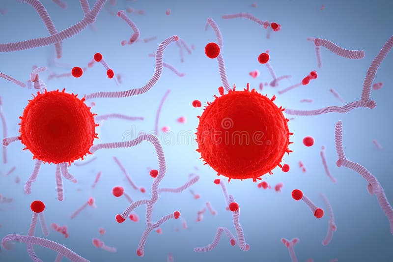 Microscopic Biology Images of Two Infected Spikey Nucleus Structure 3D ...