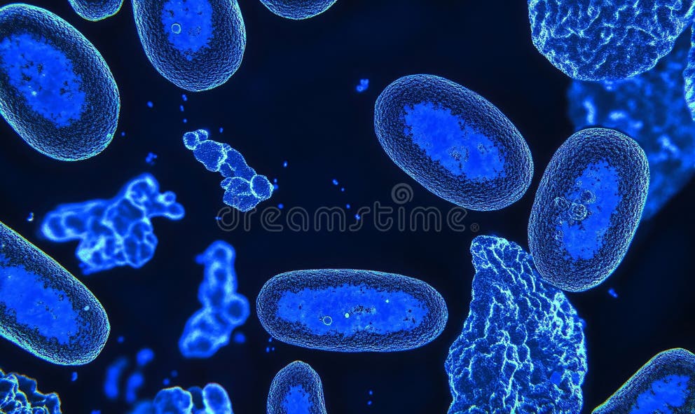 Microscopic Blue Bacteria Cells Abstract Background High Quality Image ...