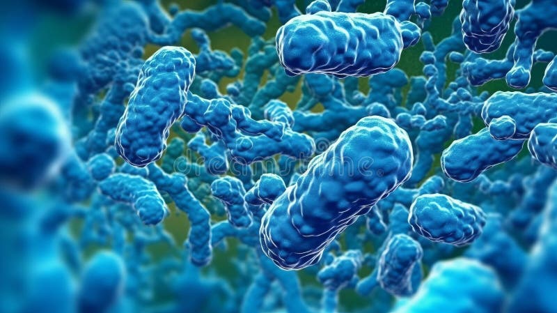 Microscopic Blue Bacteria. Legionella Pneumophila Stock Illustration ...