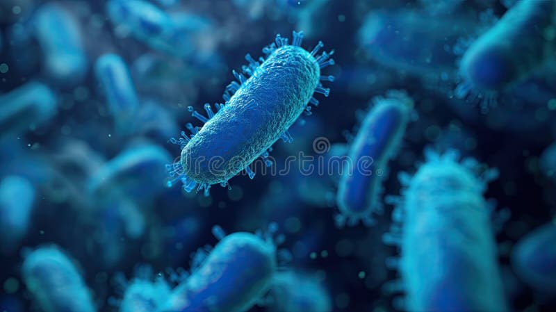 Microscopic Blue Bacteria in the Microcosm Stock Illustration ...