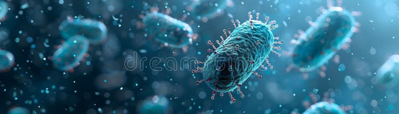 Microscopic Blue Bacteria Swimming in Water Stock Illustration ...