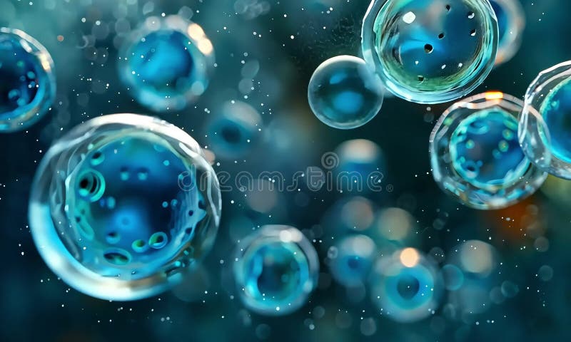 Microscopic Blue Cells Float in Liquid, Research Background Stock Video ...