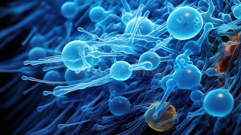 Microscopic blue germ stock illustration. Illustration of texture ...