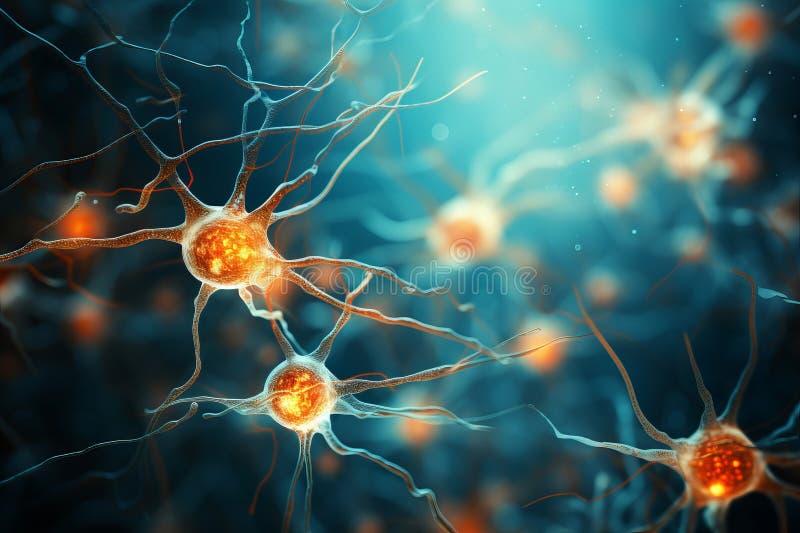 Microscopic Blue Neuron in Laboratory Setting, Neurological Research ...