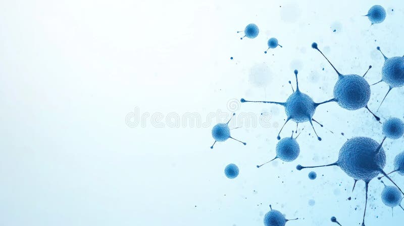 Microscopic Blue View of Viruses - Background Banner with Copy Space ...