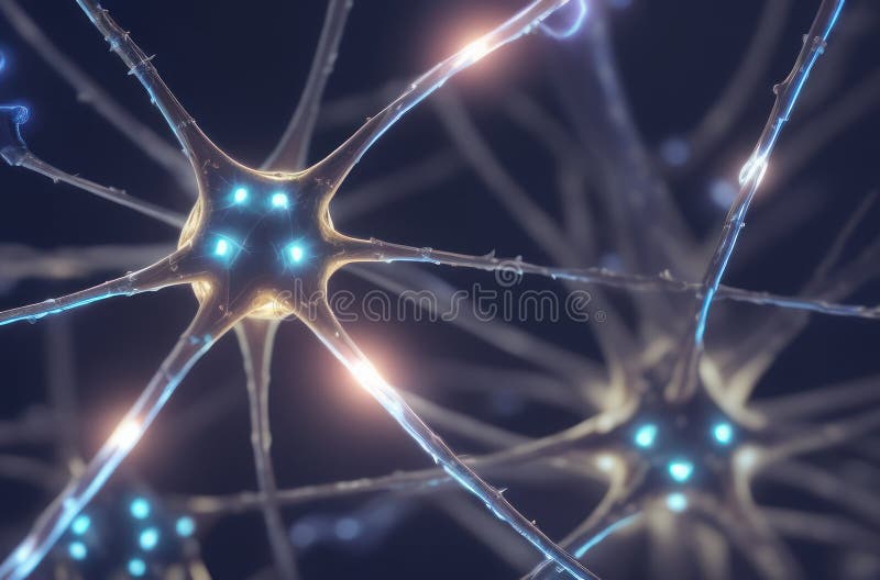 Microscopic Brain Cells:Glowing Synapses and Dendrites Under Microscope ...