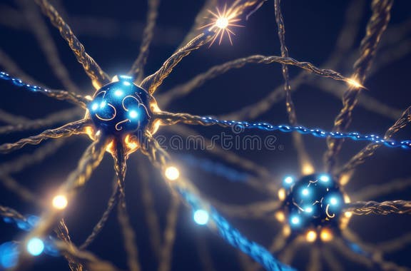 Microscopic Brain Cells:Glowing Synapses and Dendrites Under Microscope ...