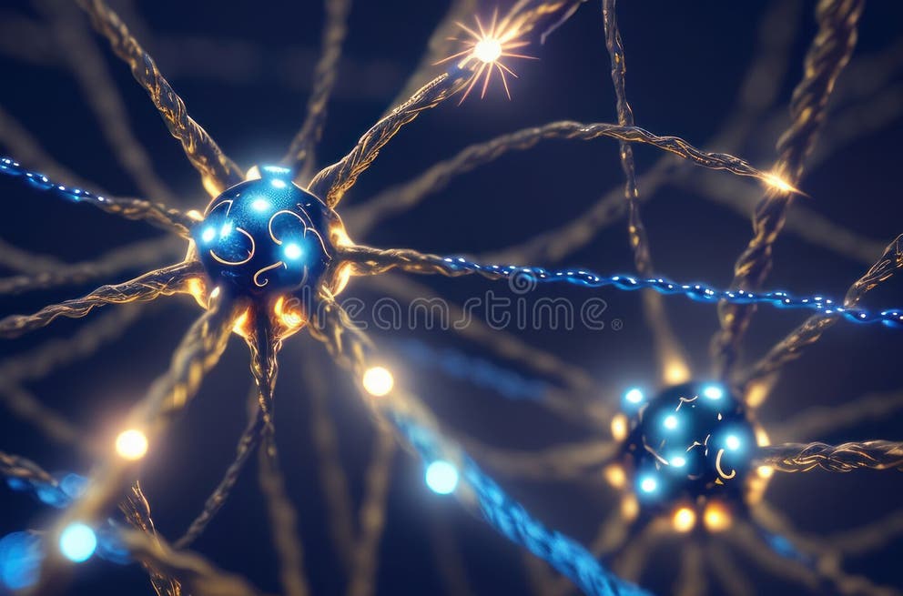 Microscopic Brain Cells:Glowing Synapses and Dendrites Under Microscope ...