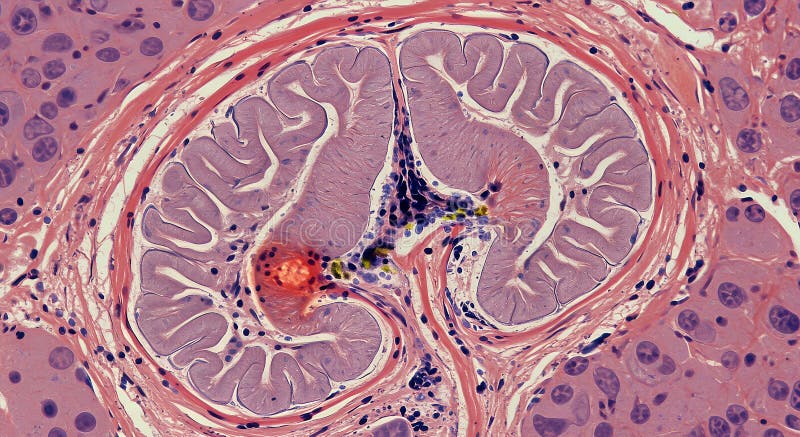 Microscopic Brain Inflammation: High-Resolution Histological Image of Neural Tissue Showing ...