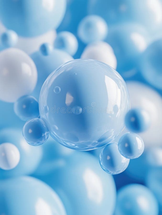 Microscopic Bubbles in a Blue Fluid Background Stock Photo - Image of ...