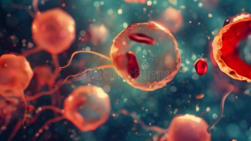 A Microscopic Capture of Multiple Cells Attempting To Trate and ...