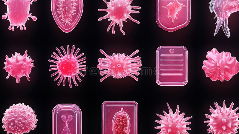 Microscopic Cell Structures, a Visual Guide Stock Illustration ...