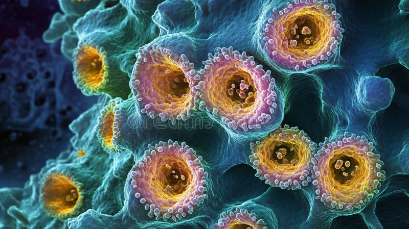 Microscopic Cellular Structure Biology Science Research Colorful ...