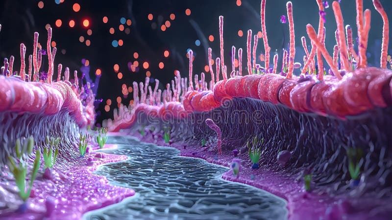 Microscopic Cellular Structure 3D Render Pink Purple Biology Biomedical ...