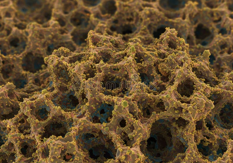 Microscopic Cellular Structure with Golden Brown Texture Stock ...