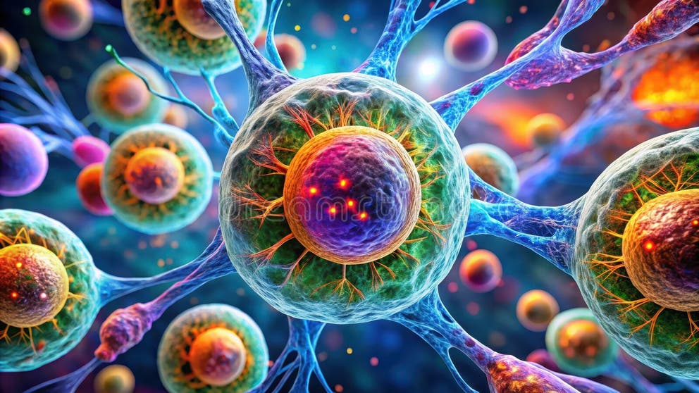 Microscopic Cellular Structures a Vibrant Display of Interconnected ...