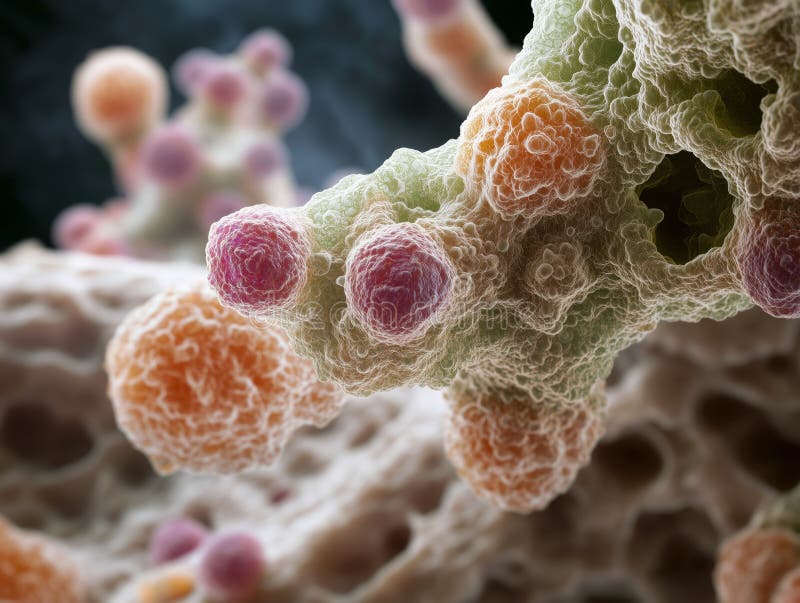 Microscopic Close-up of Cellular Structures Showcasing Complex Organic ...