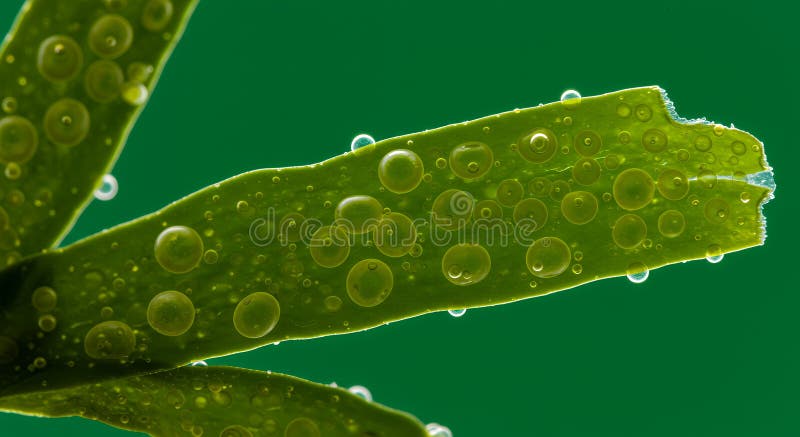 Microscopic Green Algae with Water Droplets Detailed Close Up Stock ...