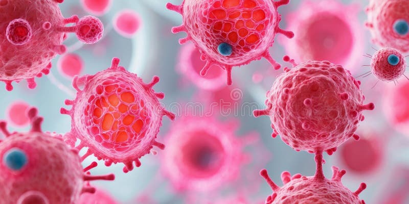 Microscopic Close Up of Red and Pink Cells Cellular Structure ...