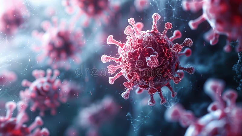 Microscopic Close Up View of Virus Stock Illustration - Illustration of ...