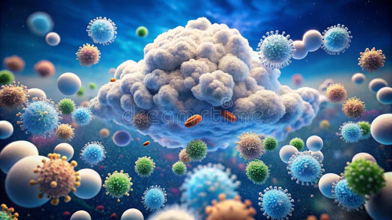 Microscopic Cloud Viral Composition and Blood Cells Stock Illustration ...