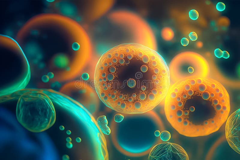 Microscopic Colorful Cells. Generative AI Stock Illustration ... Microscopic Colorful Cells. Generative AI Stock Illustration ...