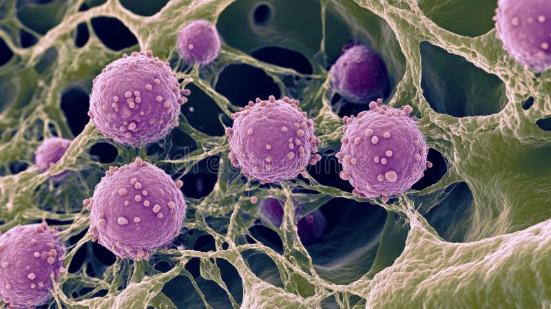 Microscopic Contrast of Cancer Cells Amid Healthy Tissue a Vivid ...