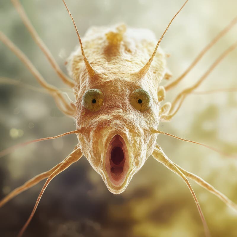 Microscopic Creature Showcasing Intricate Details in a Luminous ...