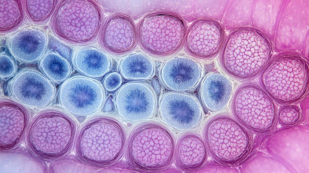 Microscopic Cross Section of Plant Tissue Showing Cells Stock ...