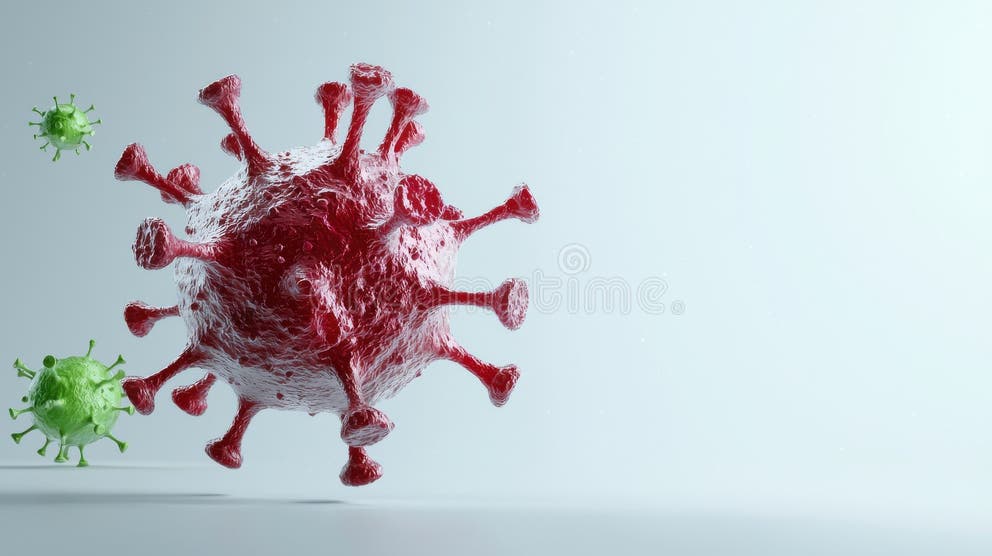 Microscopic 3D Rende Showcases a Detailed Virus Attacking a Cell ...