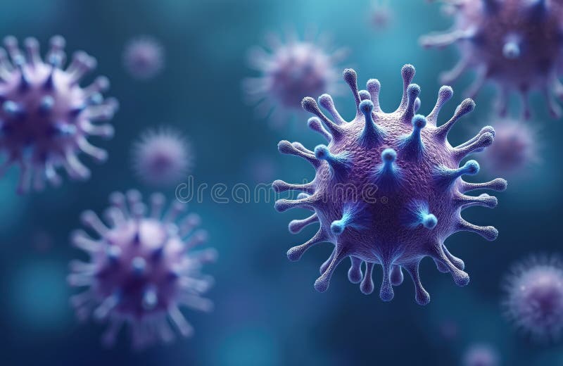 Microscopic 3D Render of Cancer Cells, Microorganisms. Cells Display ...