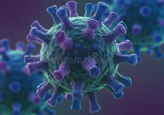 Microscopic 3D Render of a Virus Particle Stock Illustration ...
