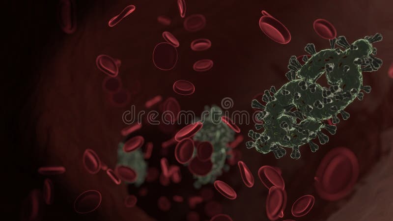 Microscopic 3D Rendering View of Virus Shaped As Symbol of Link Inside ...