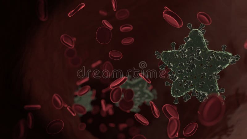 Microscopic 3D Rendering View of Virus Shaped As Symbol of Star Inside ...