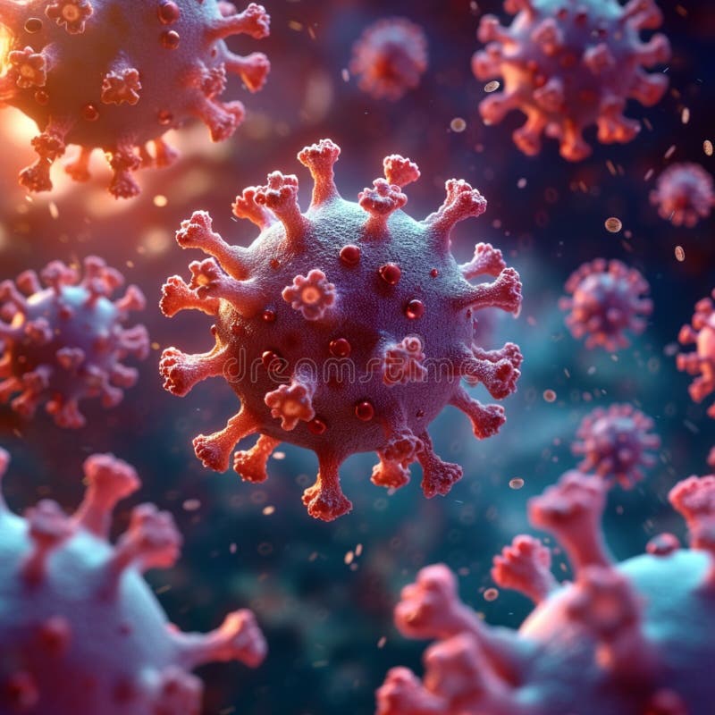 Microscopic 3D View Virus Cells, Bacteria, Realistic Coronavirus ...
