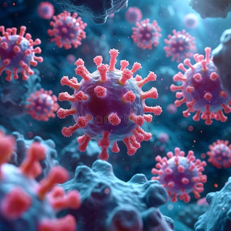Microscopic 3D View Virus Cells, Bacteria, Realistic Coronavirus ...