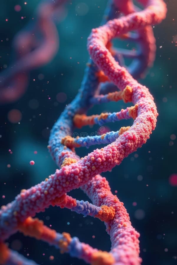 Microscopic DNA Helix Strands Vibrant Colors Abstract Background ...