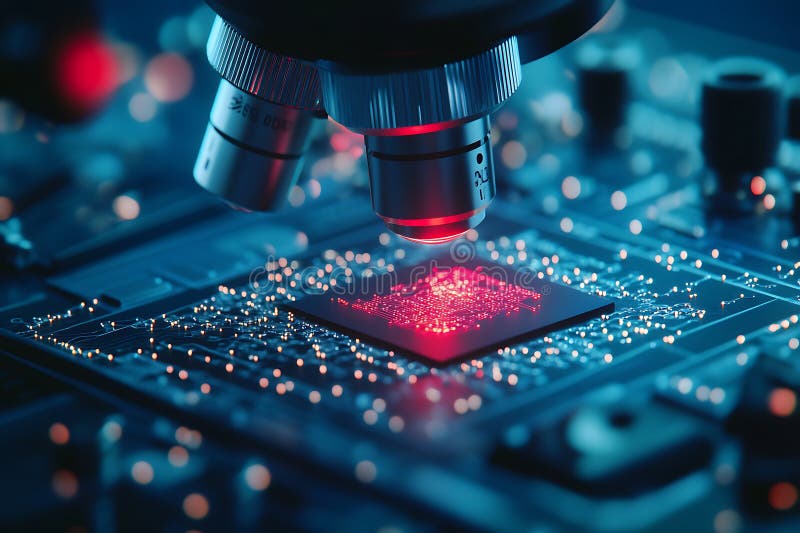 Microscopic Examination of Advanced Microchip Circuitry, High-Tech ...