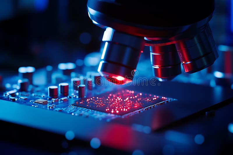 Microscopic Examination of Circuit Board High-Tech Electronics Research ...