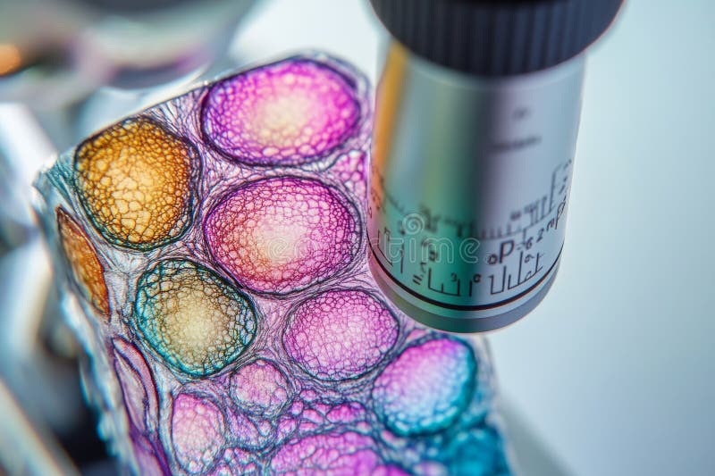 Microscopic Examination of Plant Stem Cross Section for Educational ...