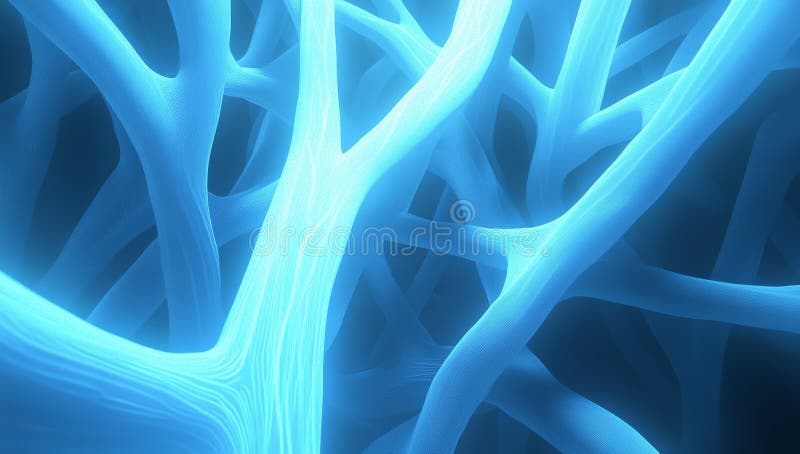A Microscopic Examination Shows a Complex, Blue, Organic Network Stock ...