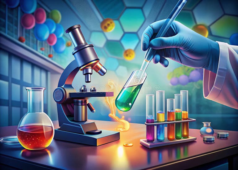 Microscopic Exploration a Chemist Deeply Analyzes a Chemical Sample ...