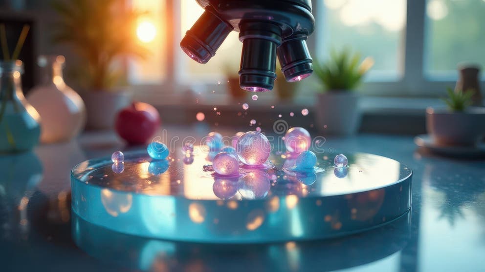 Microscopic Exploration Colorful Spheres Emerging from a Laboratory ...