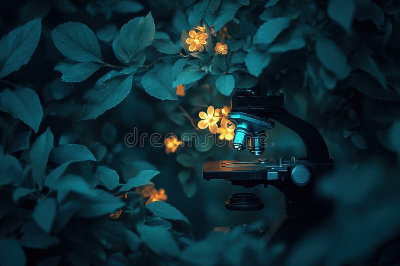 Microscopic Exploration among Vibrant Flowers in a Lush Setting Stock ...