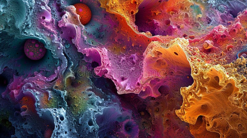 Microscopic Fantasy Abstract Art in Vivid Colors Stock Illustration ...
