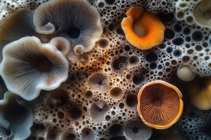 Microscopic Fungi Spores Display Diverse Shapes, Textures. Closeup View ...