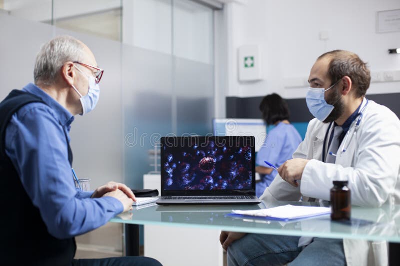 Microscopic Germ Display during Checkup Stock Photo - Image of male ...